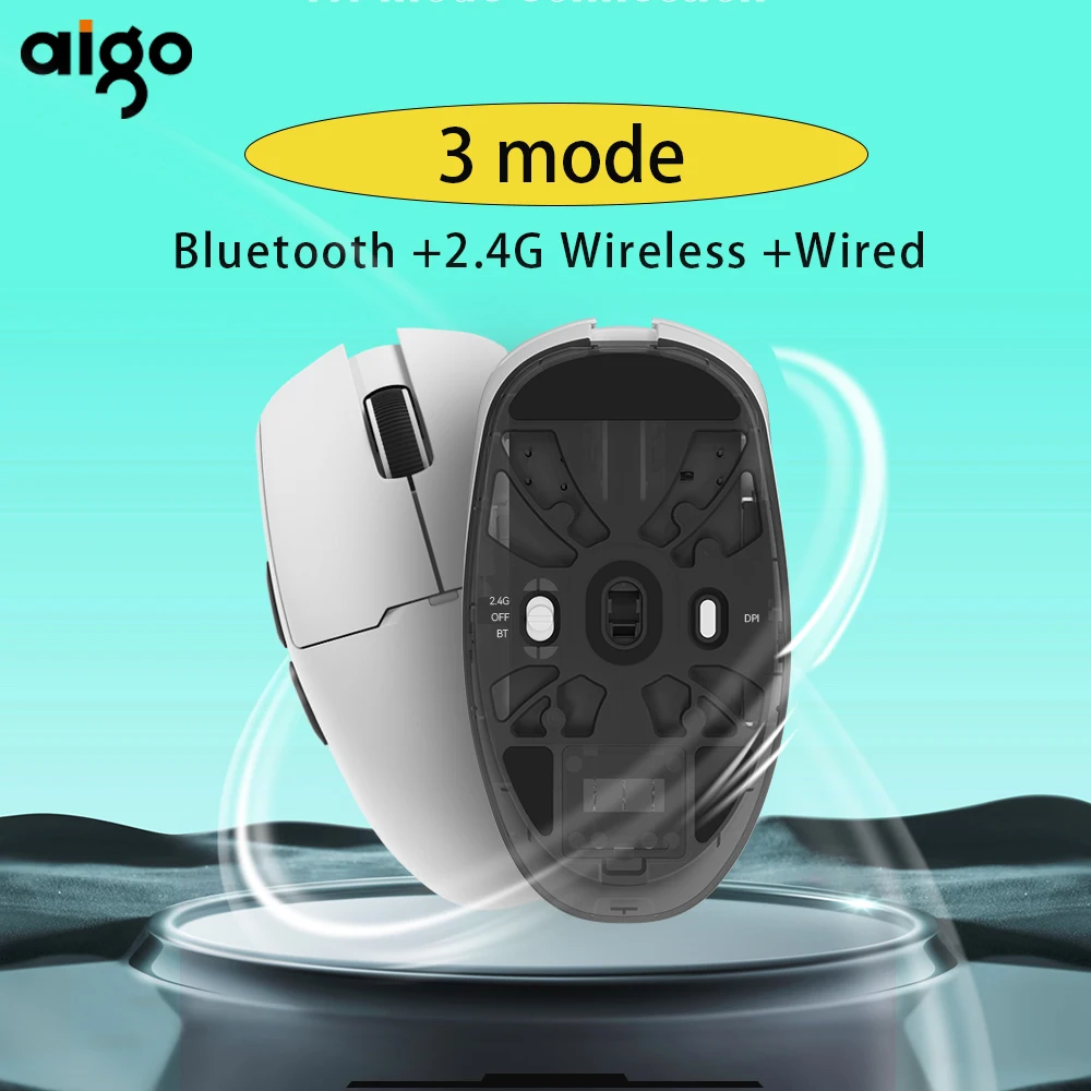 Aigo GM80 Bluetooth Mouse, 2.4G wireless wired tri mode, rechargeable ...