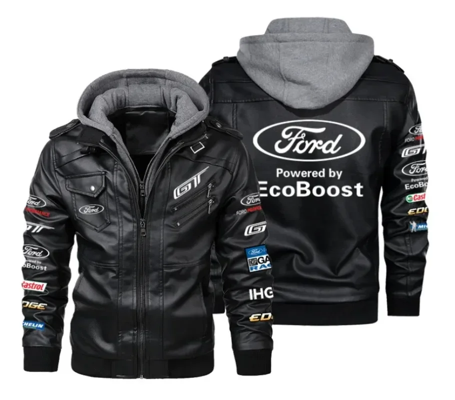 New-bomber-Ford-Mustang-Rally-logo-Men-s-Leather-Jackets-Autumn-Casual ...
