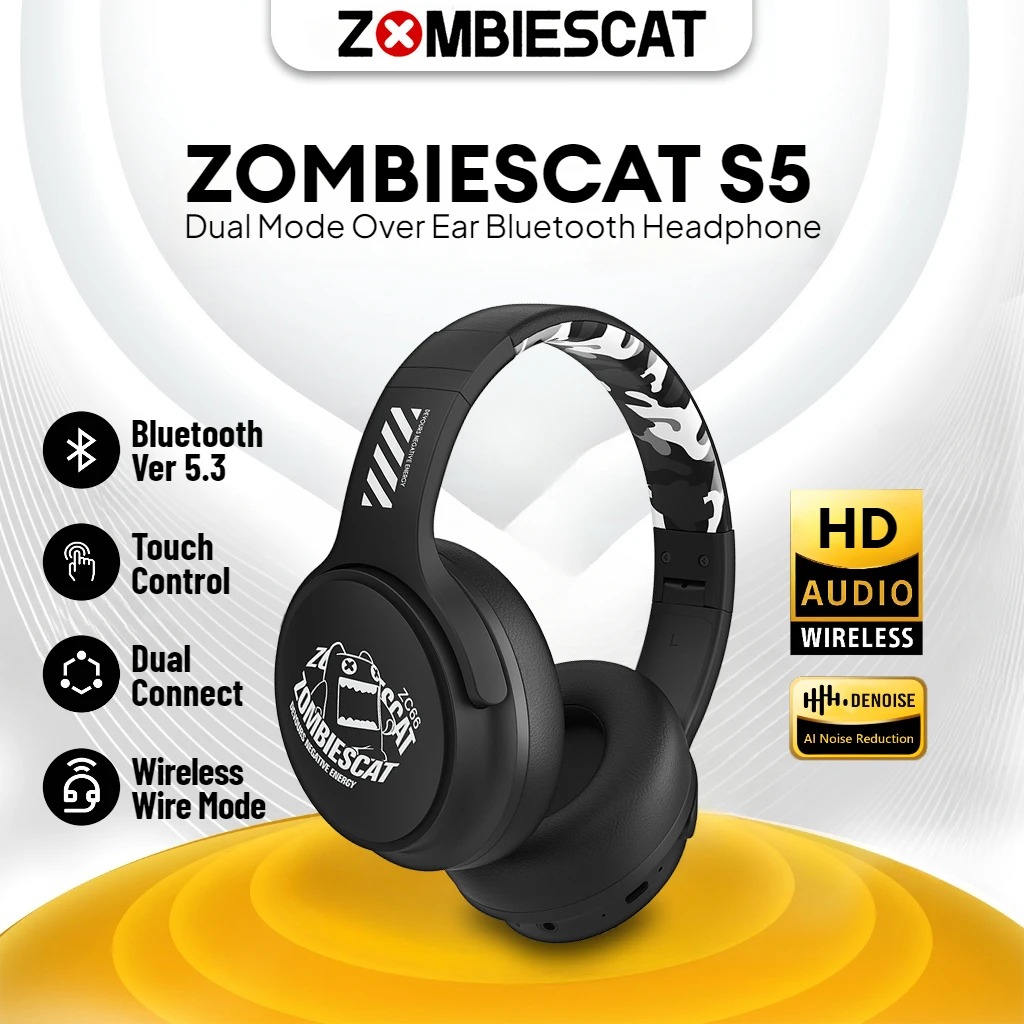 Zombies Cat S5 Bluetooth Wireless Earphones ENC Call Noise Canceling ...