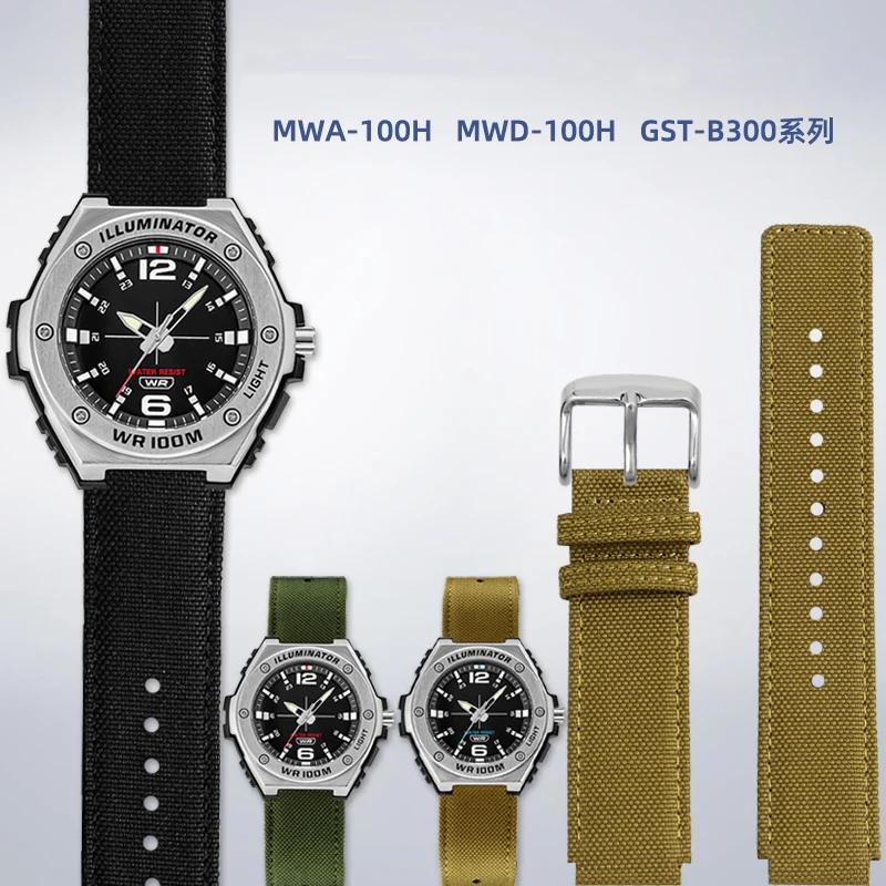 Nylon Canvas Waterproof Watch Band for Casio Watch 5577 MWA-100H MWD ...