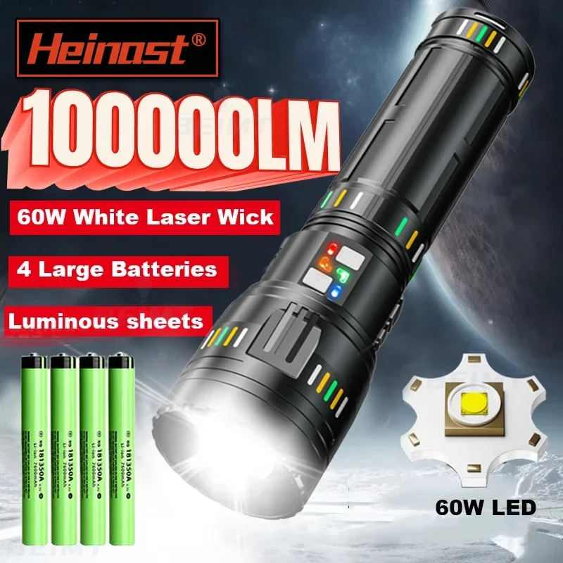 High Power Spotlight Long Range LED Flashlight Fluorescent Absorbing ...