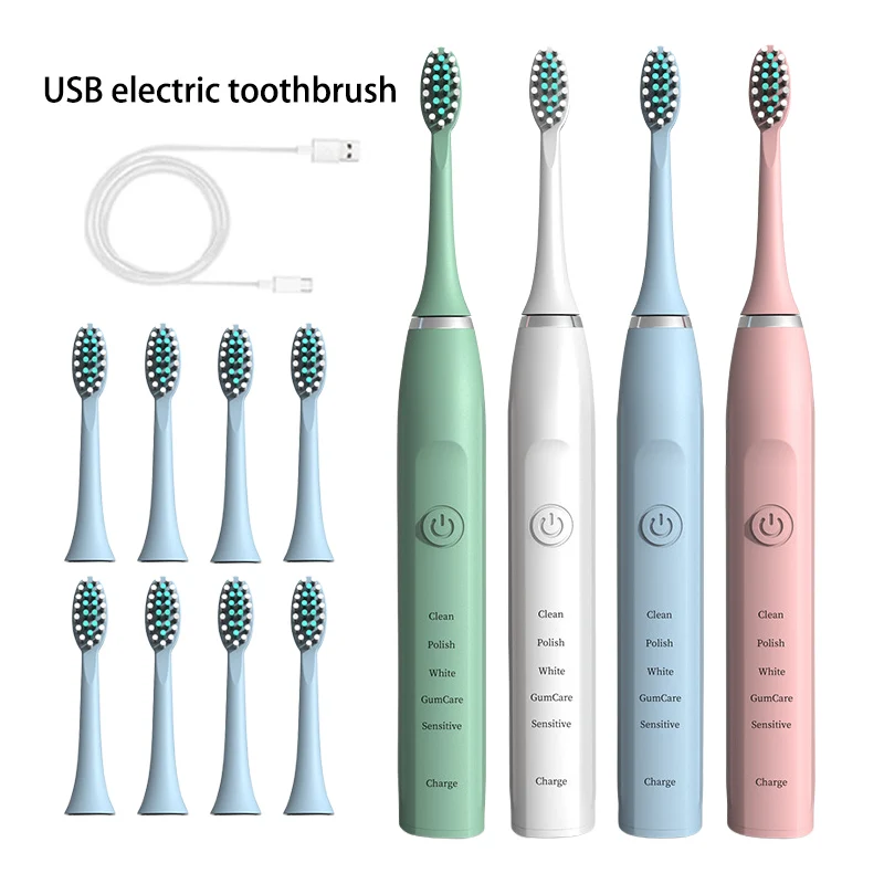 Sonic Electric Toothbrush 8 Brush Heads Teeth Clean Cleaning for Adults ...