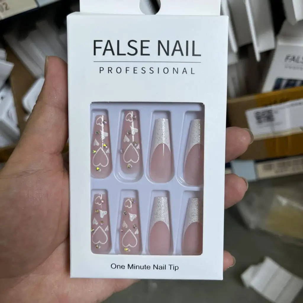 24pcs Artifical Bails With Glue Fake Nail Tips With Design Detachable ...