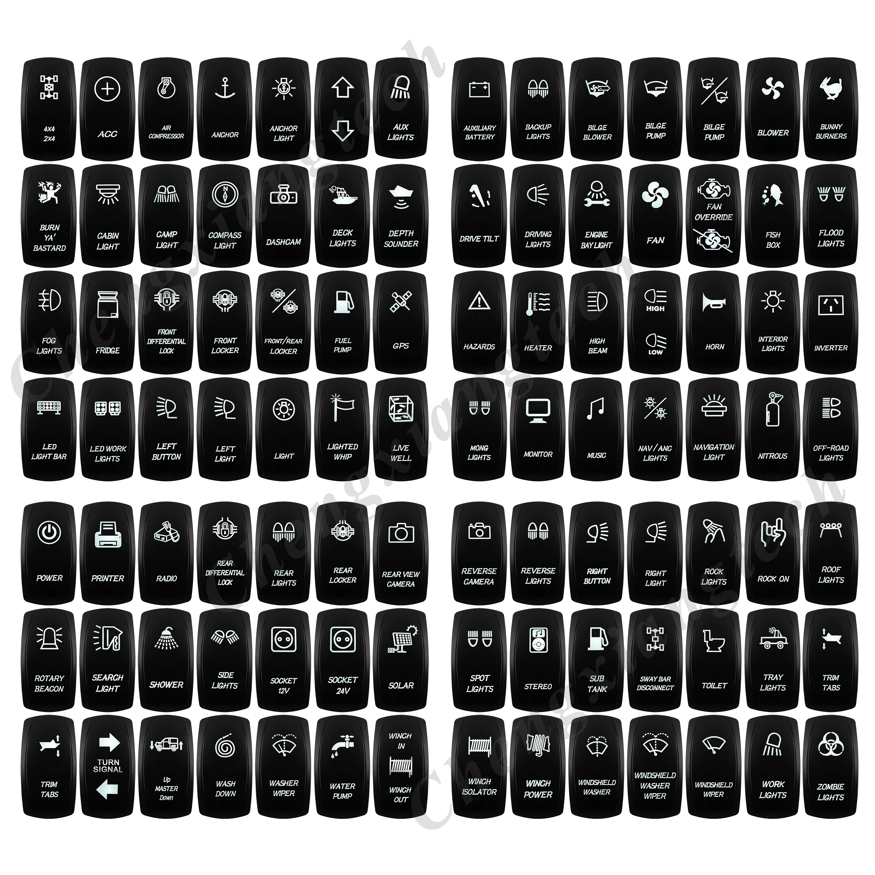 10pcs/ Lot, Led Backthrough Switch Cap Cover Only For Car Boat Narva ...
