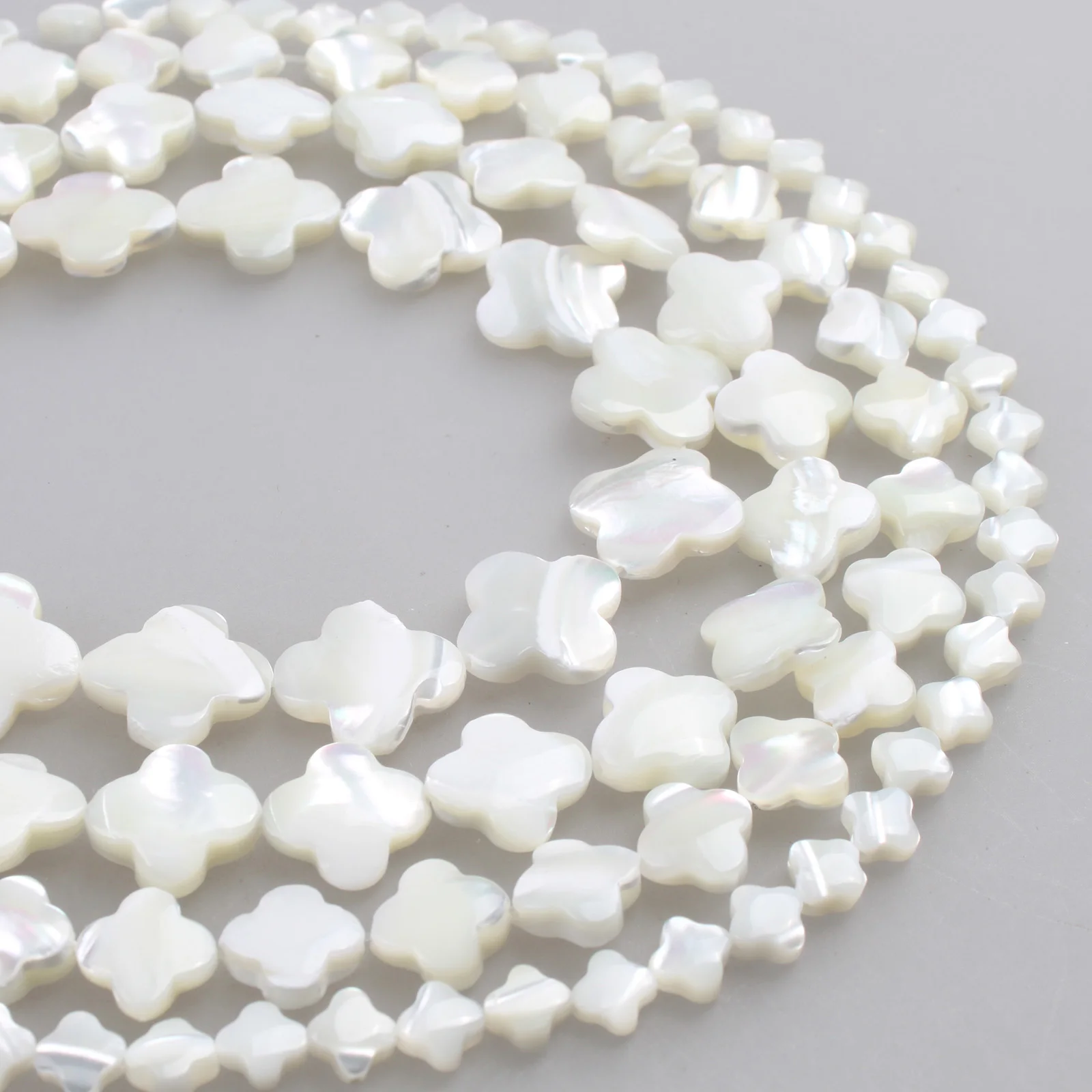 Natural-Shell-Beads-Handmade-White-Mother-Of-Pearl-Shell-Clover-Shape ...