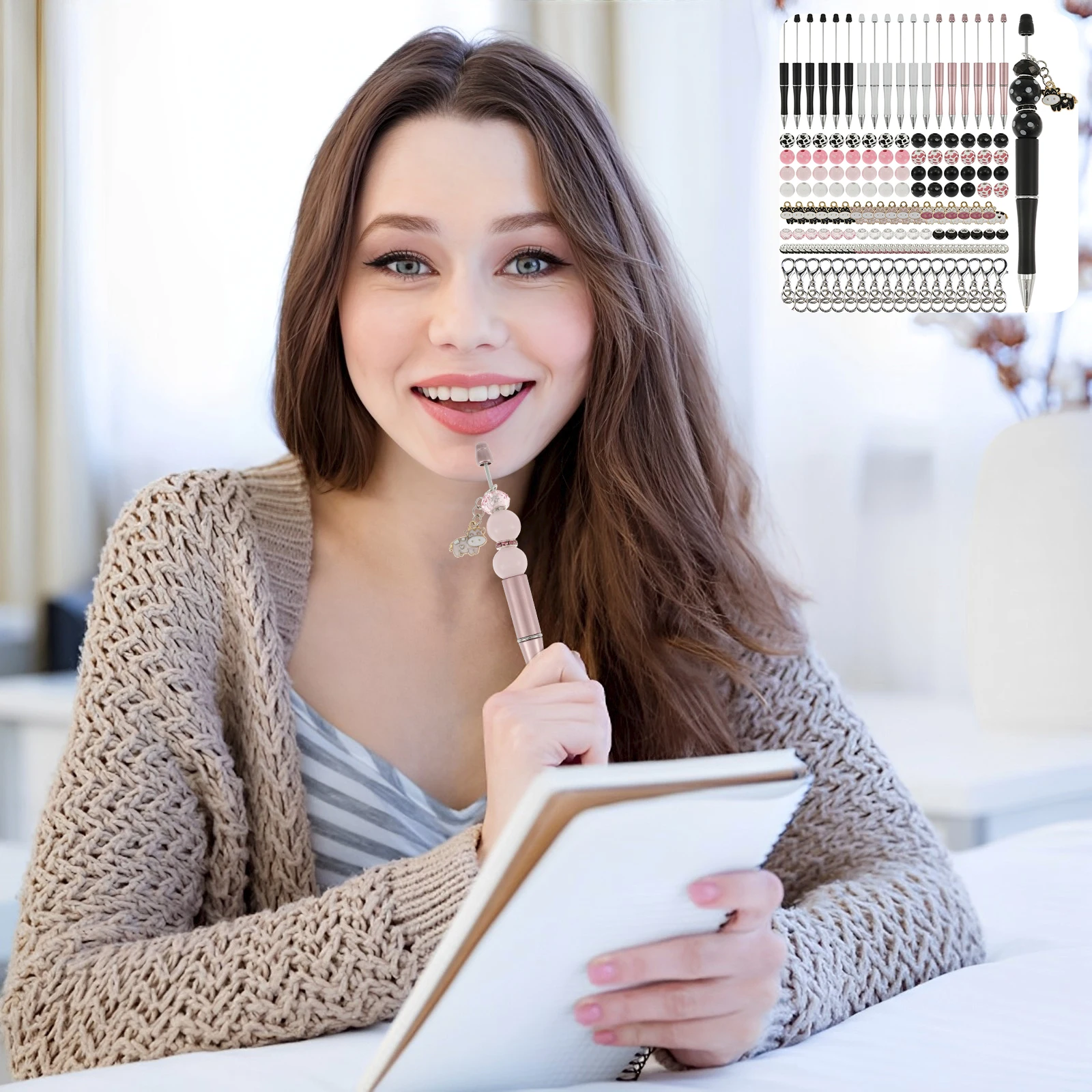 New-18Pcs-Beadable-Pen-Set-Assorted-Plastic-Bead-Pens-with-Lobster ...