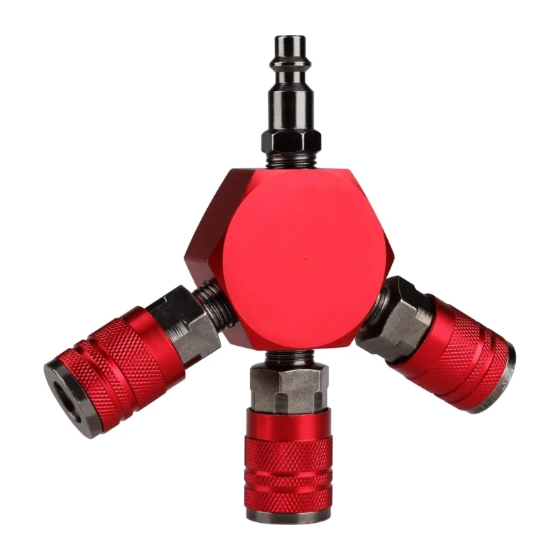 3-Way-Air-Manifold-4-Ports-Aluminum-Industrial-Flat-Hex-Quick-Connects ...