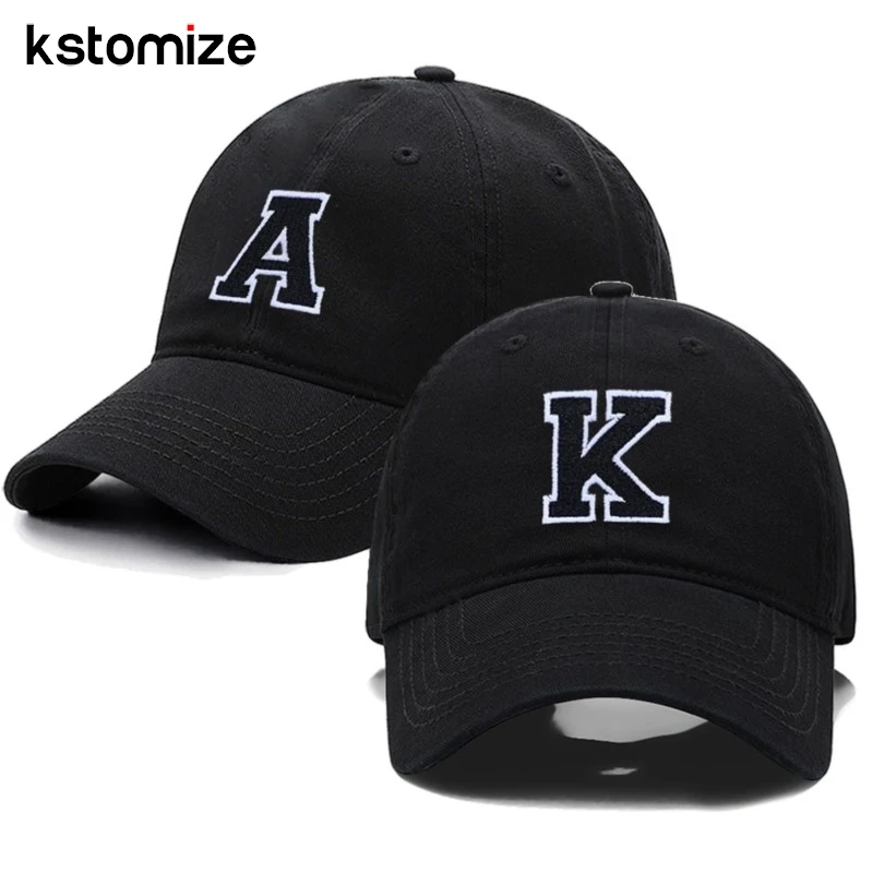 Letters-A-Z-Embroidery-black-White-Baseball-Cap-High-Quality-Soft ...