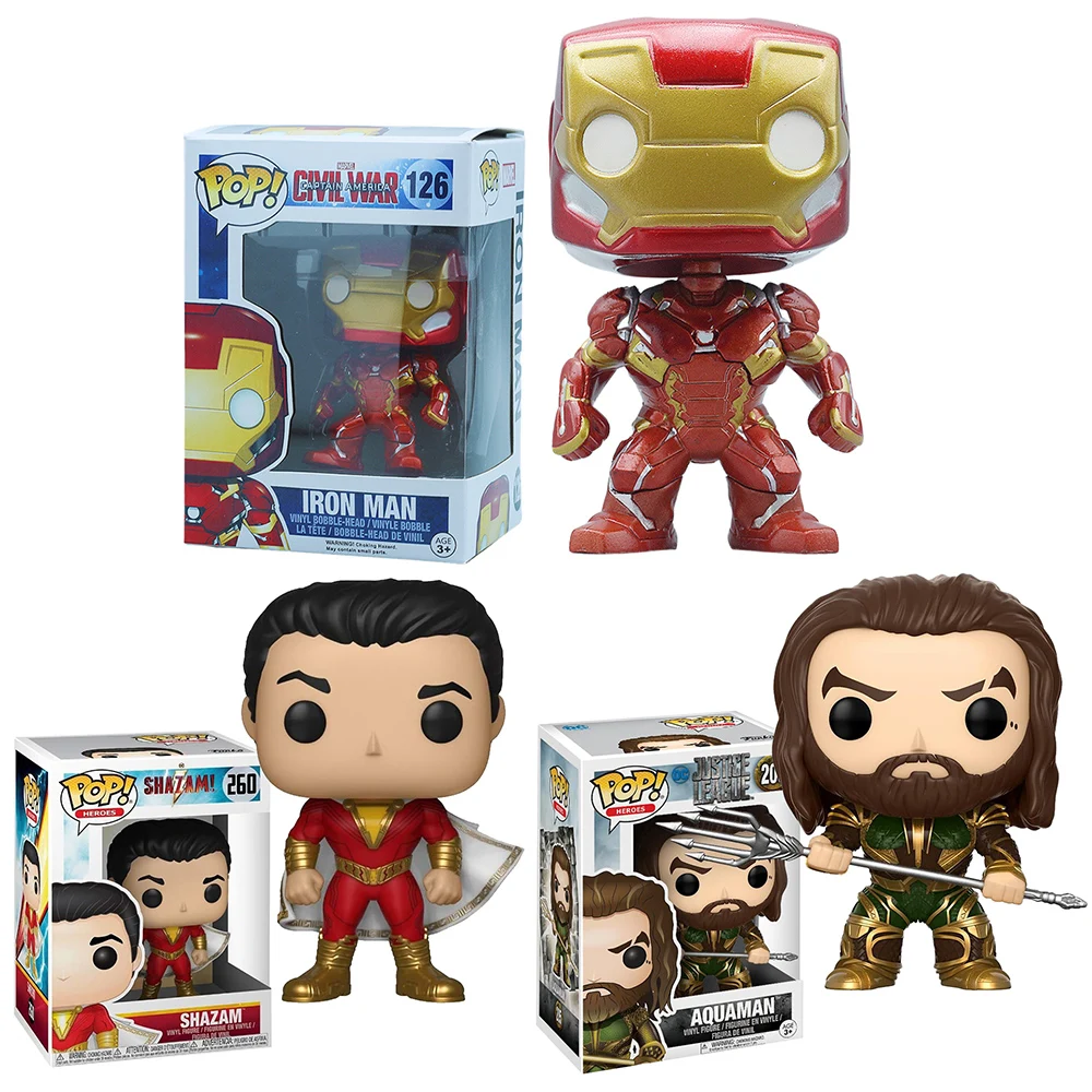 Funko Pop Iron Man #126 Figure Justice League Aquaman Shazam #260 ...
