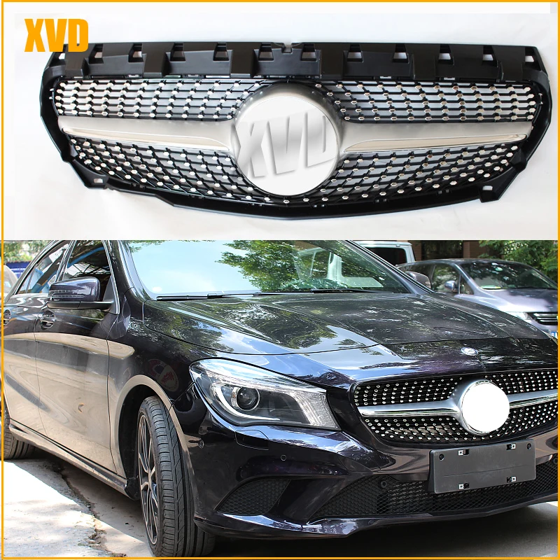 Front Hood Grille diamond Racing Grill For Mercedes Benz CLA C117 2013 ...
