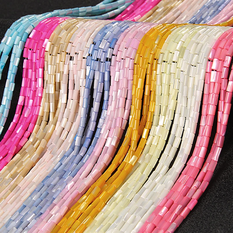 Wholesale 3x5mm Round Tube Shell Beads Dyed Natural Mother of Pearl ...