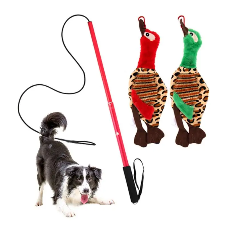 Interactive Flirt Pole Toy Puppy Wand Rope to Chases and Tug of War ...