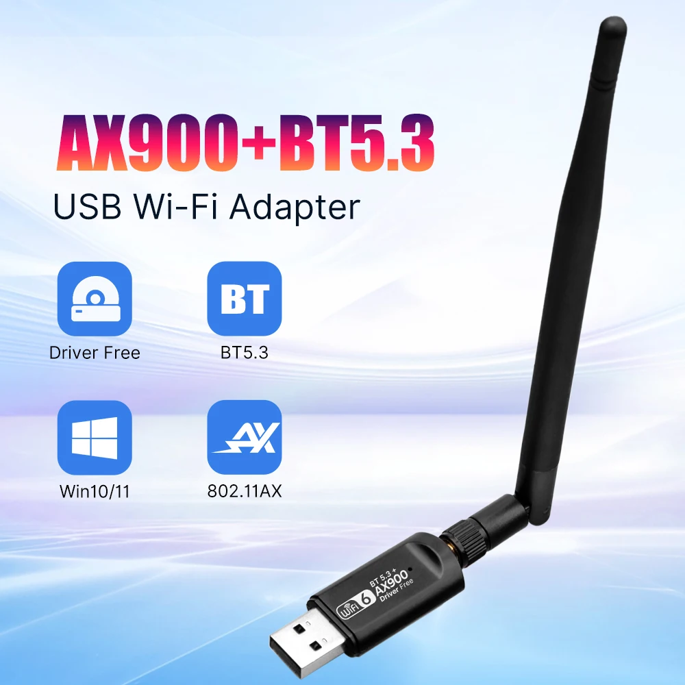 Generic WiFi 6 AX900 USB WiFi Adapter BT5.3 2.4G/5GHz 900Mbps Ethernet WiFi Network Drive Free ...