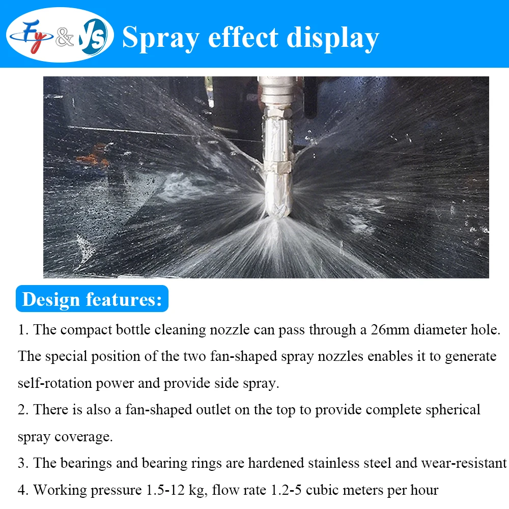 360 ° Automatic Rotating Fan Nozzle Bottle Cleaning Nozzle SS 304 High ...