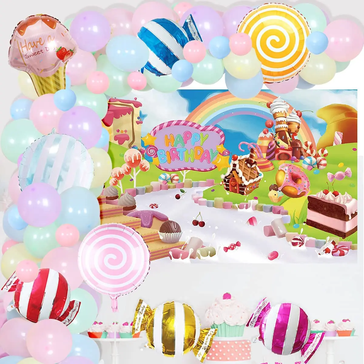 Cheereveal-Candy-Birthday-Party-Decorations-for-Girl-Candyland-Balloon ...
