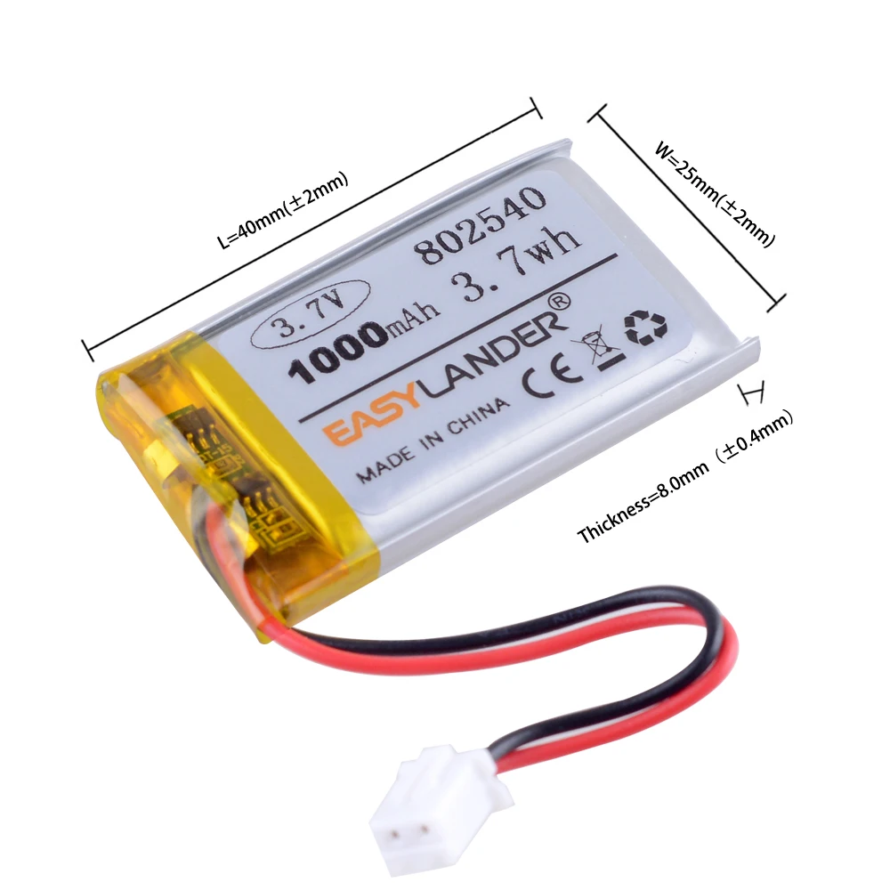 3.7v li po li-ion polymer lithium battery 802540 082540 850MAH ...