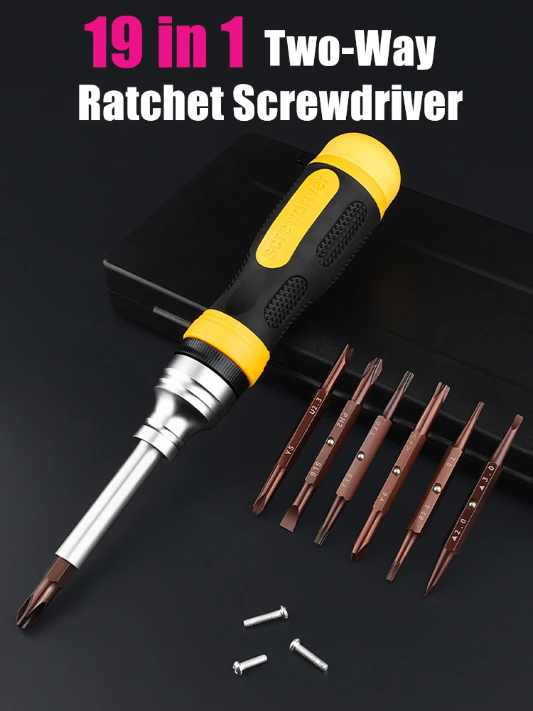 19-in-1-Two-Way-Ratchet-Screwdriver-Anti-Slip-Handle-Screw-Driver-Hand ...