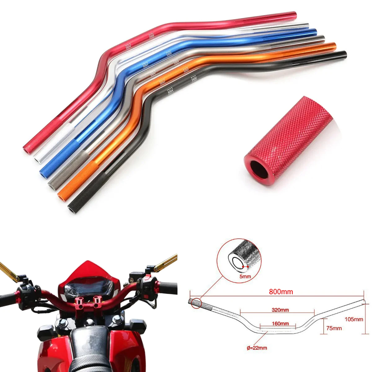 22MM-Aluminum-Alloy-Motorcycle-Handlebar-for-Yamaha-MT07-R6-Z800-CB500X ...