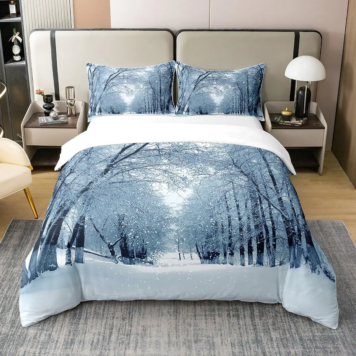 Trees in The Snow Duvet Cover Sets for Kids Teens Queen Lightweight ...