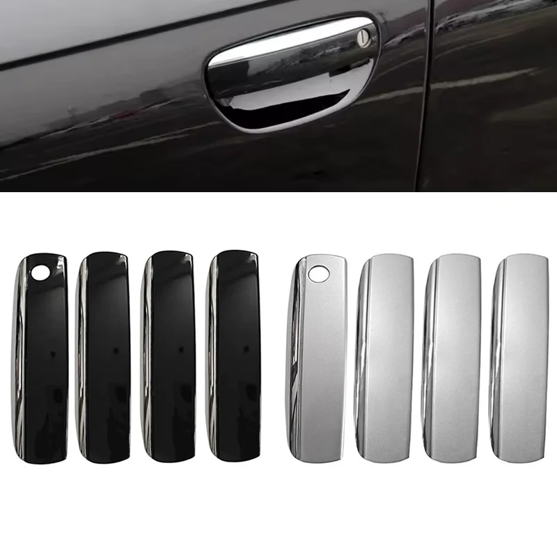 4 pcs Car Outside Door Pull Grab Handle Cover Black For AUDI A6 C6 2005 ...