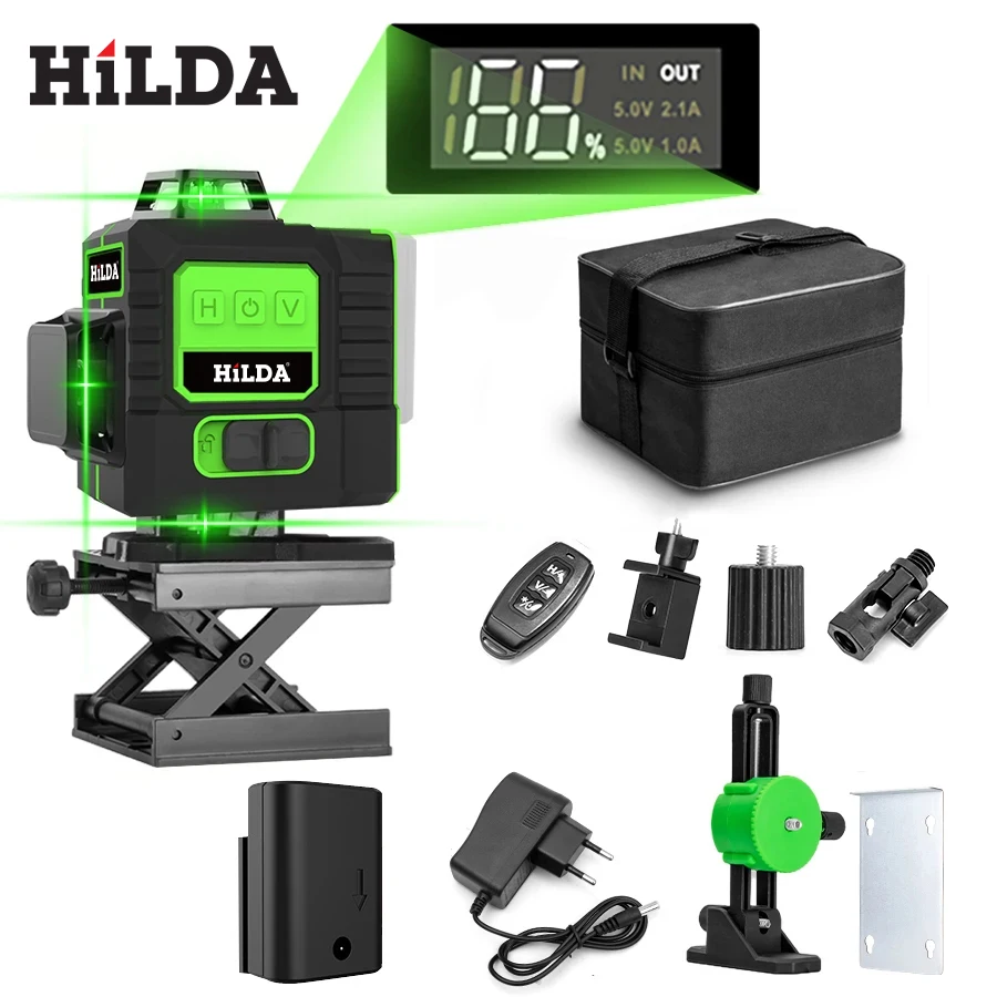 HILDA-16-12-Lines-4D-3D-Laser-Level-Green-Line-Self-Leveling-360 ...