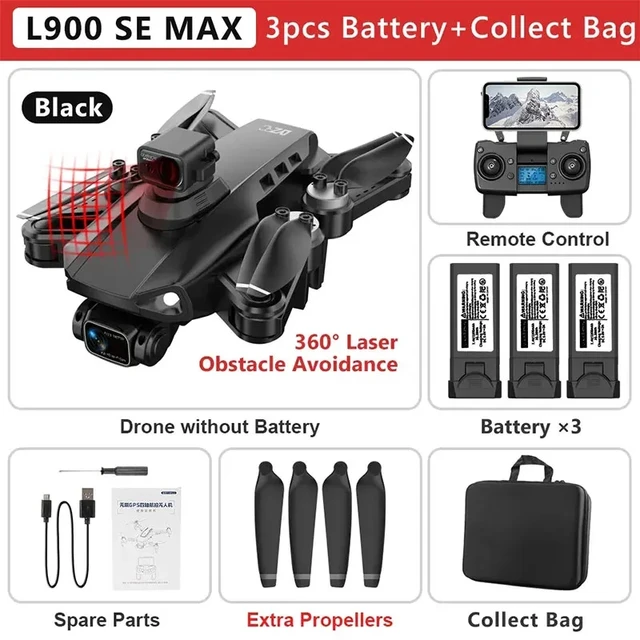L900 Pro SE MAX GPS Drone 4K Professional Dual HD Camera 5G FPV 360 ...