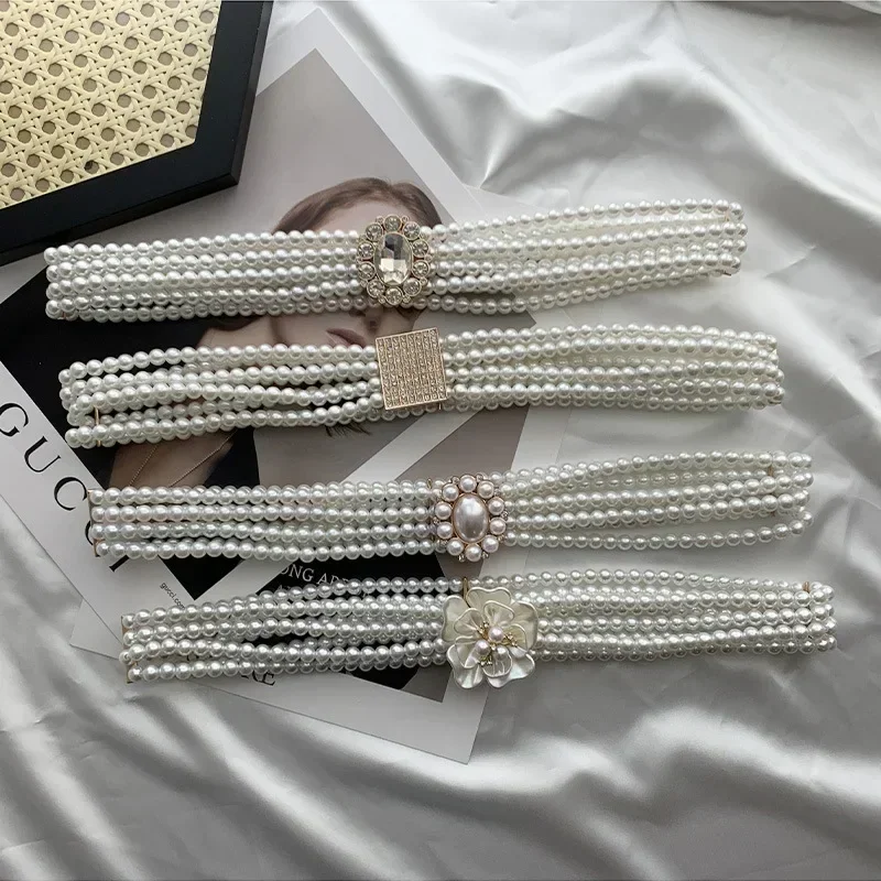 Cinturones-de-perlas-de-moda-para-mujer-cinturones-de-cuentas-blancas ...
