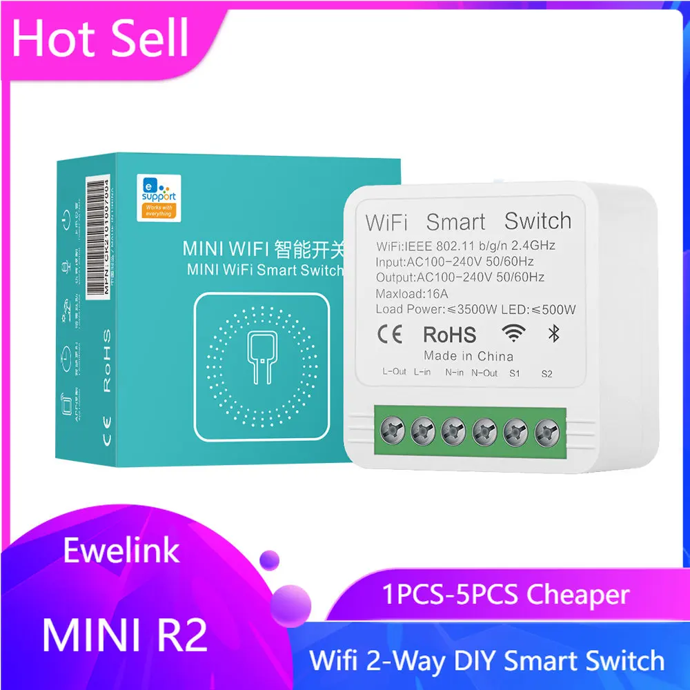 Ewelink-16A-Mini-R2-WiFi-Smart-Switch-Module-2-way-DIY-Light-Control ...