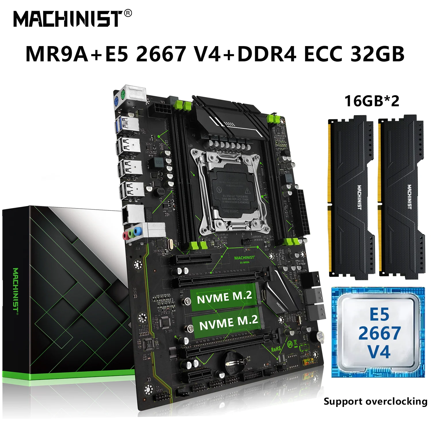 MACHINIST MR9A X99 Motherboard Set Kit Xeon E5 2667 V4 CPU Processor ...