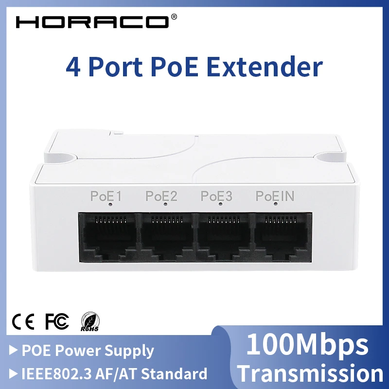 Network Switch Repeater - 3 Port Poe Extender 10/100mbps 1 Network ...