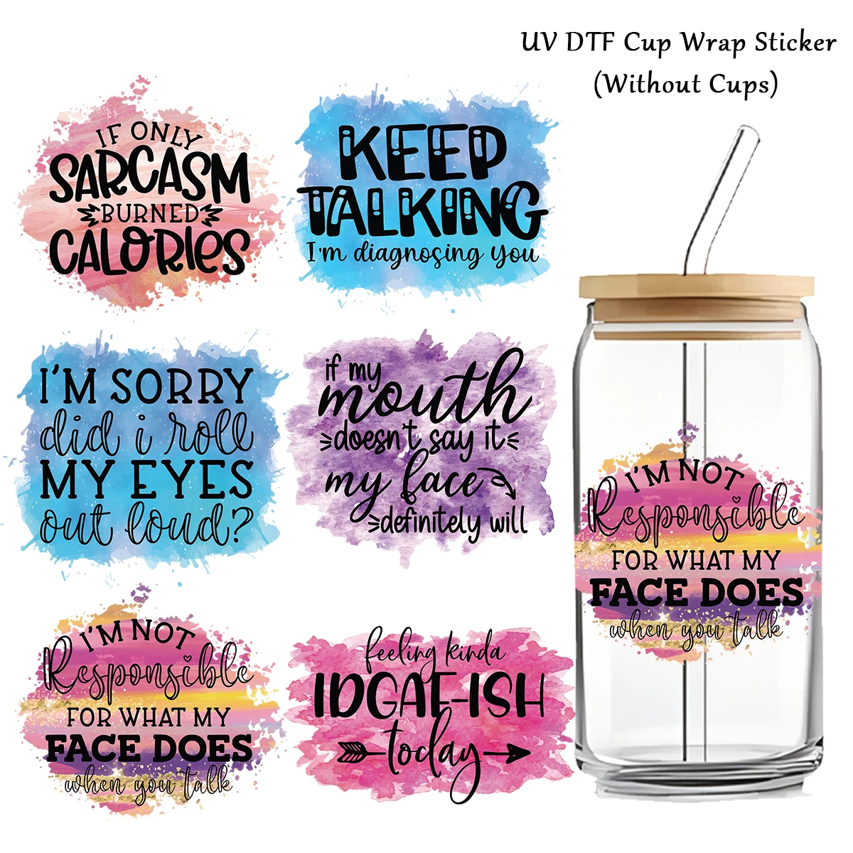 6pcs-pack-UV-DTF-Cup-Wrap-Decals-Inspirational-Quotes-Design-Stickers ...
