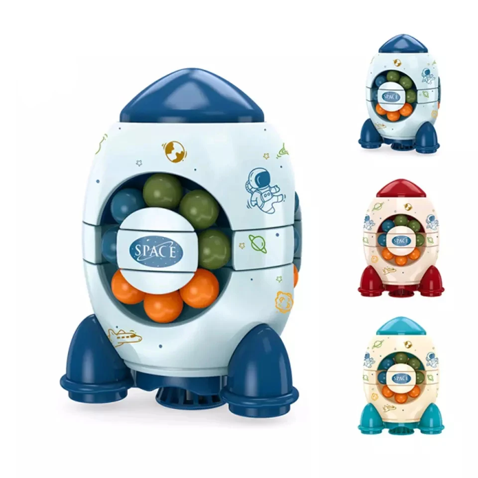 2-in-1-Rocket-Shape-Fidget-Spinners-Cube-Rotating-Magic-Bean-Color ...