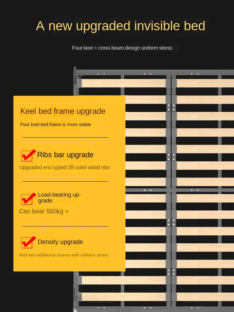 Invisible bed, foldable bed, wardrobe, integrated solid wood reinforced ...