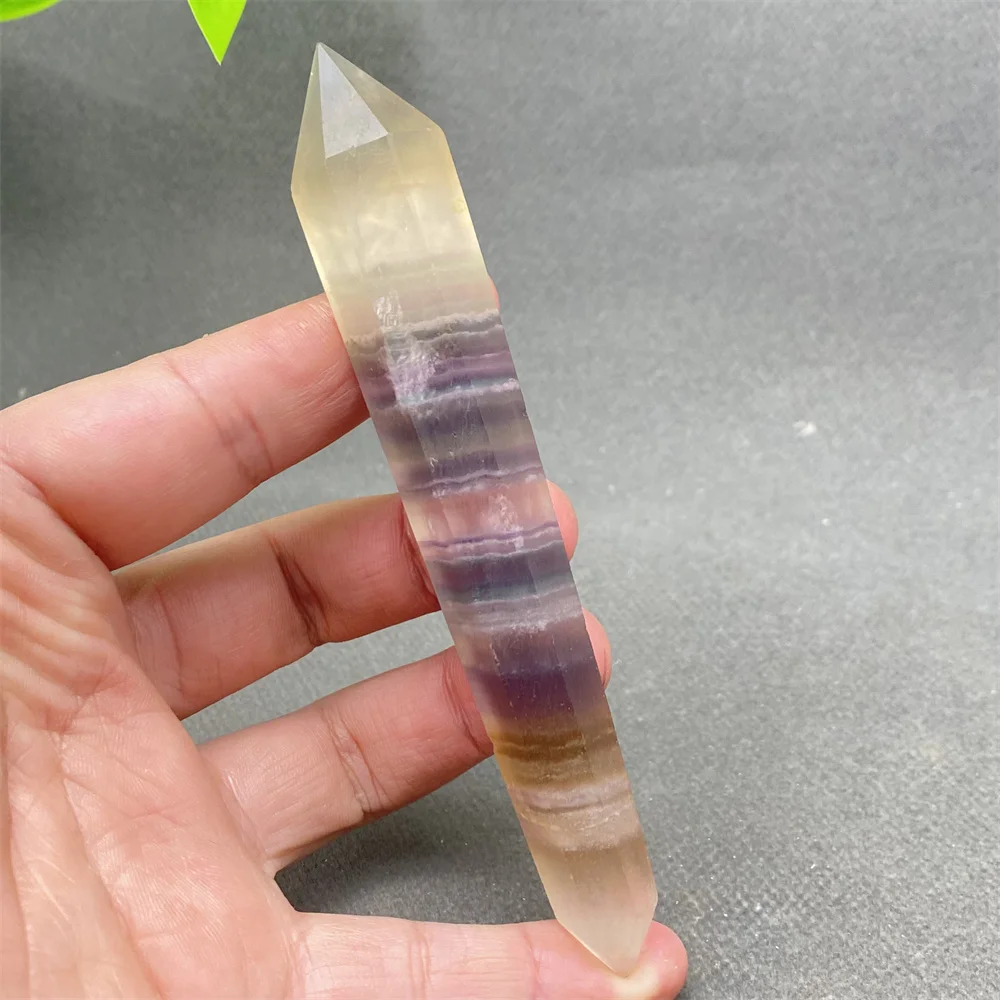 Natural Color Fluorite Crystal Double-Pointed Pillar Magic Wand Home ...