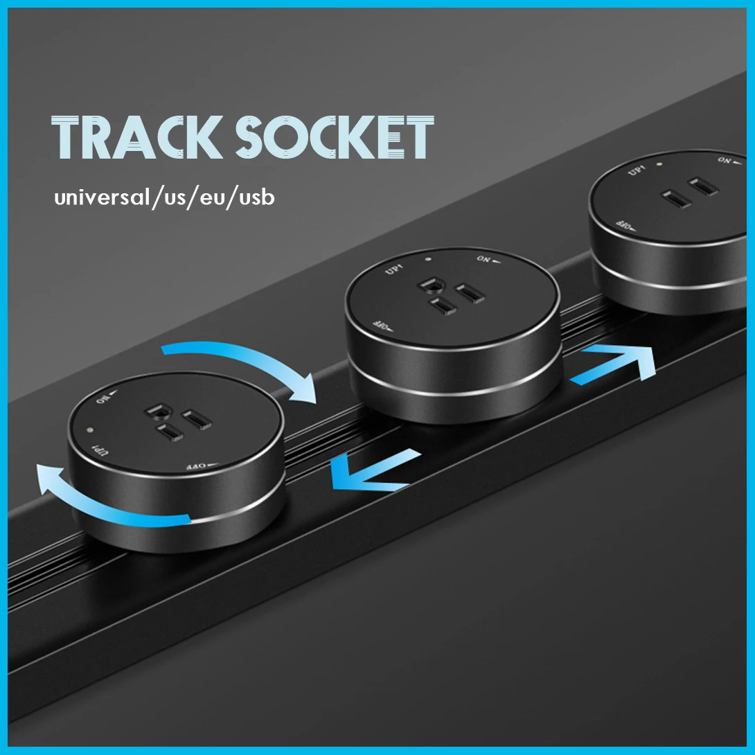 MODERN-Black-Track-Socket-Rail-Wall-Mounted-Movable-Sockets-High-End ...