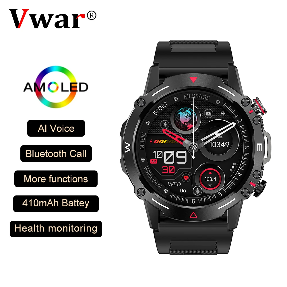 VWAR-Smartwatch-1-43-AMOLED-Display-100-Sports-Modes-7-Day-Battery-Life ...