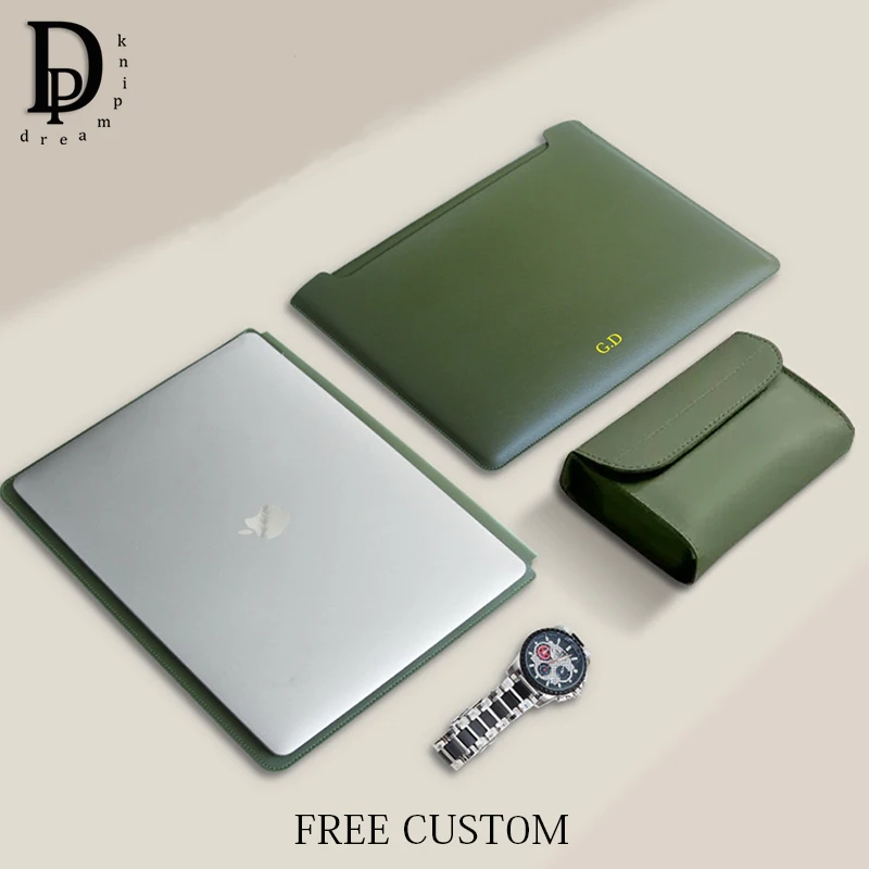 Custom-Initials-PU-Leather-Laptop-Bag-Engrave-Logo-Wholesale-15-Inch ...
