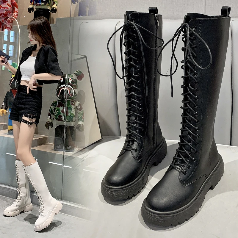 Botas altas con plataforma para Mujer, botines de goma con punta ...