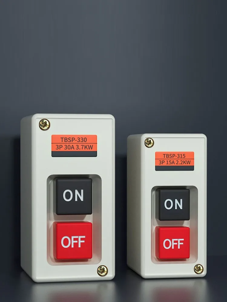 Interruptor de botón de arranque y parada de Motor monofásico/trifásico, caja de Control de ...