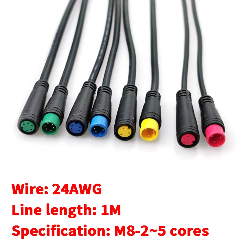 1M M8-2PIN 3p 4Pin 5Pin Male To Female Extension Cable Green Pink Blue ...