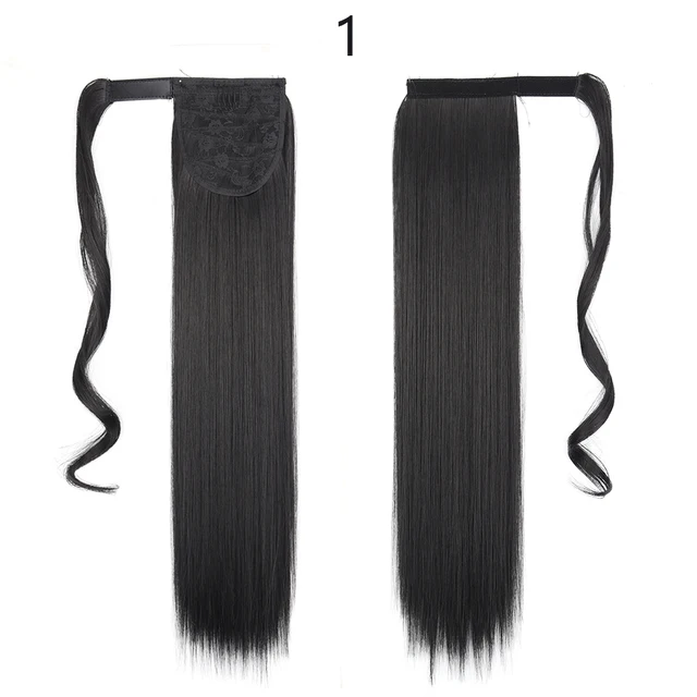 Synthetic 34 inch wavy / straight ponytail hair extensions