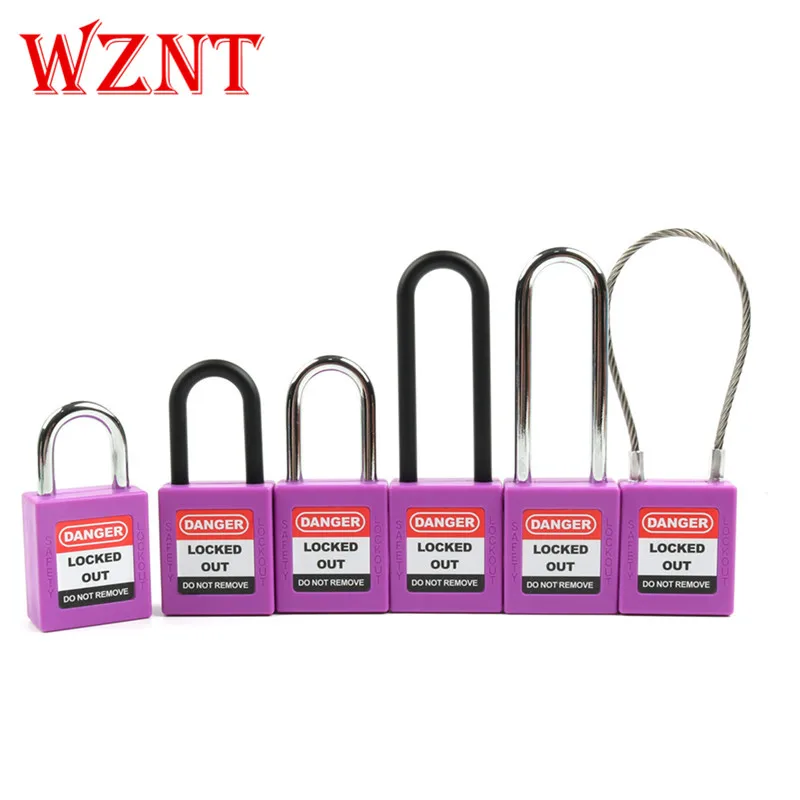 Purple-Color-ABS-Security-Padlock-Plastic-Steel-Cable-Shackle-Safety ...