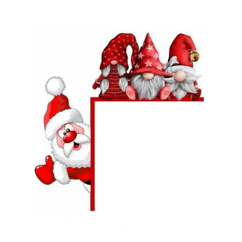 Decoración de esquina de puerta navideña, Papá Noel de madera, alce, gnomo, elfo, marco de ...