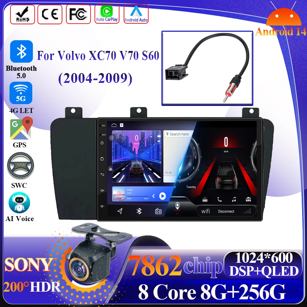 Wireless-Android-CarPlay-per-Volvo-XC70-V70-S60-2004-2009-autoradio ...