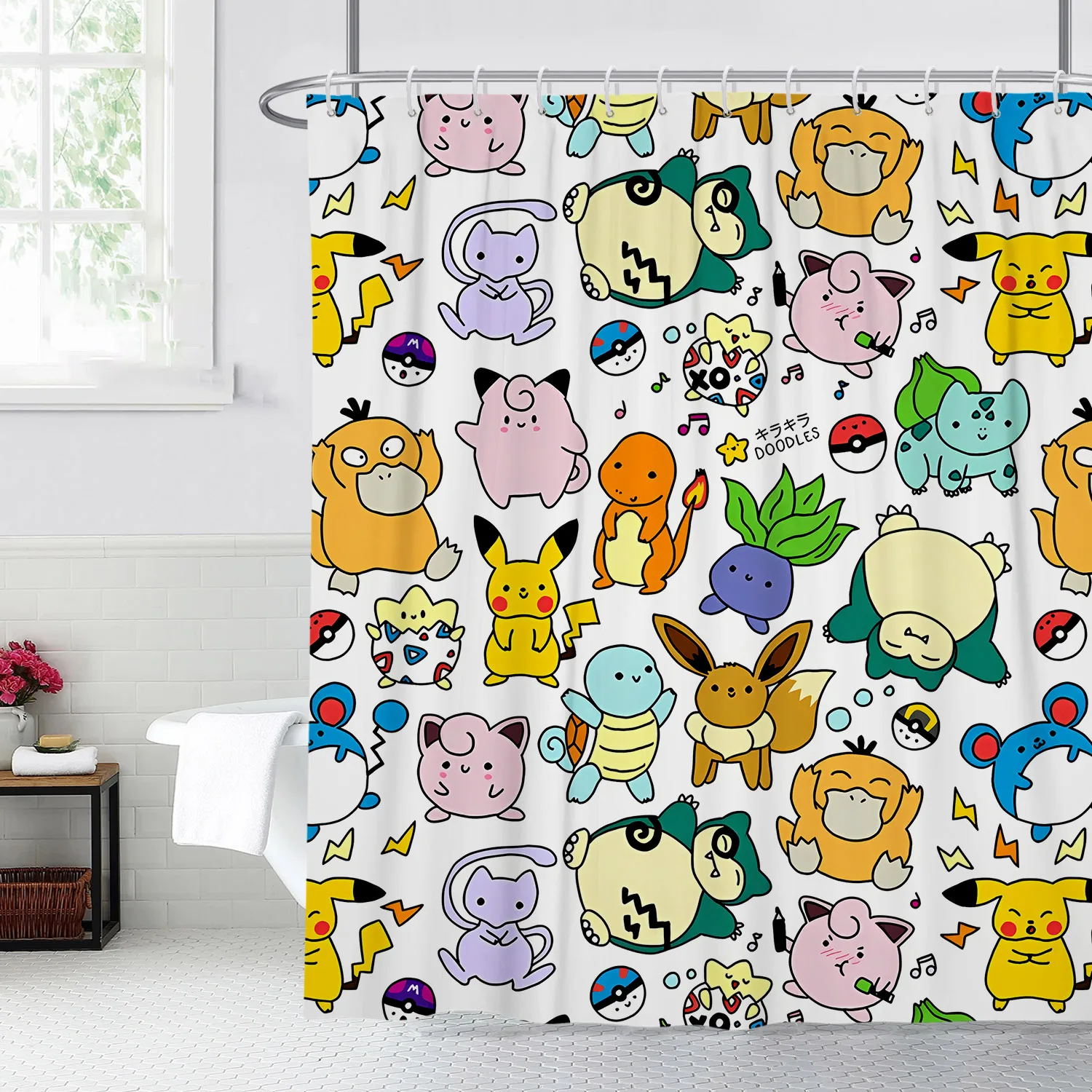 Pokemon-Pikachu-kawaii-Cartoon-Shower-Curtains-Waterproof-Polyester ...