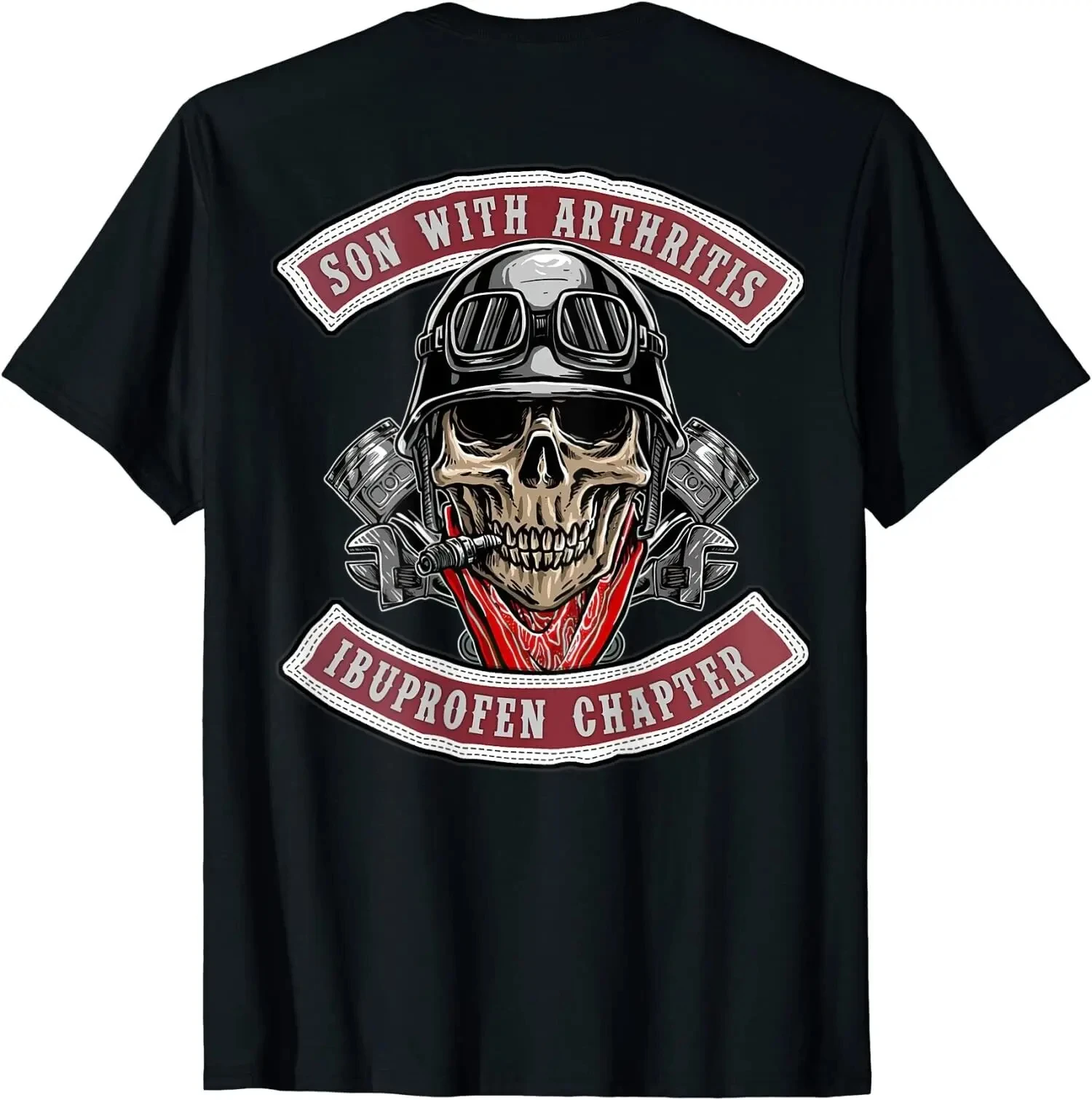 NEW Son with Arthritis Ibuprofen Chapter Old Biker Motorcycle-On Back ...
