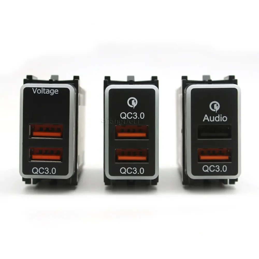 Car Charger QC3.0 Dual USB Interface Socket Audio Voltage Display For ...