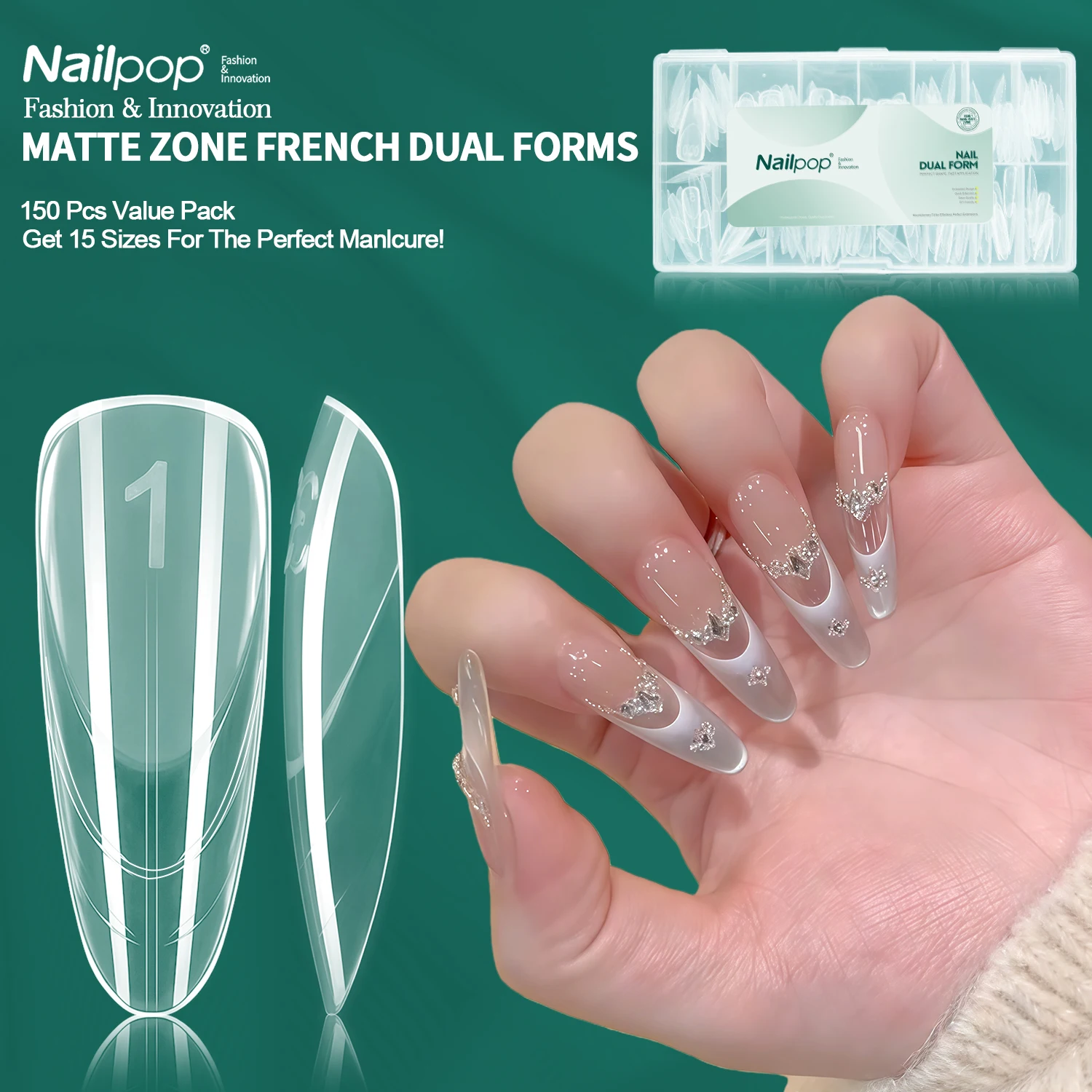 Nailpop French Zone Dual Nail Forms 15 Sizes Ultra Tough Professional ...