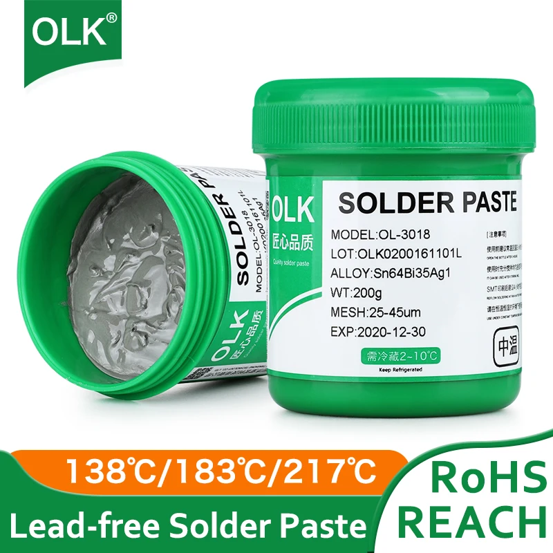 OLK-200g-Solder-Paste-Low-Temperature-Lead-free-Syringe-No-Clean-For ...