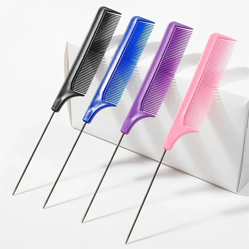 1pc-plastic-pointed-tail-comb-steel-needle-comb-dense-tooth-hair-salon ...